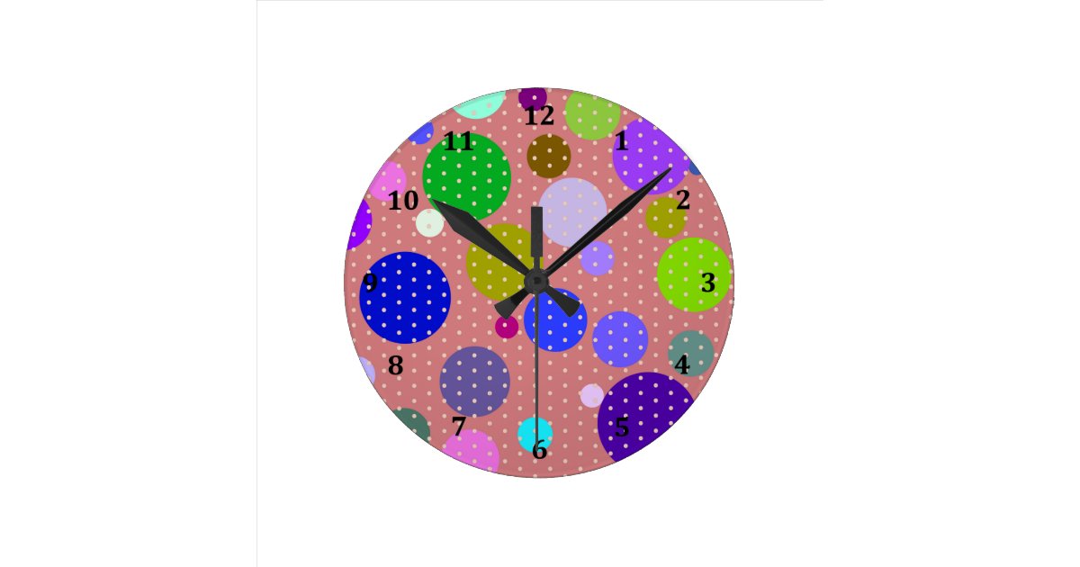 Playful Clock Design, Dots on Dots | Zazzle.com