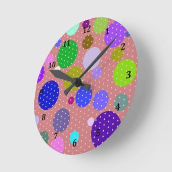 Playful Clock Design, Dots on Dots | Zazzle