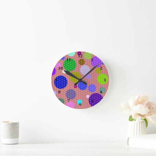 Playful Clock Design, Dots on Dots | Zazzle