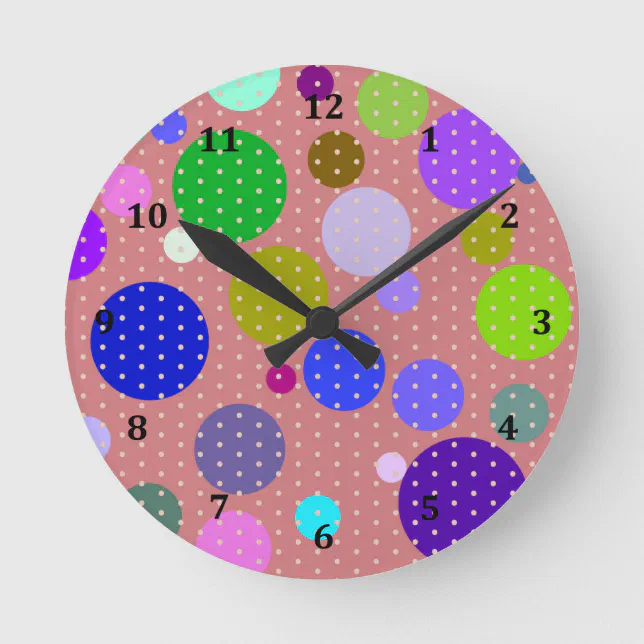 Playful Clock Design, Dots on Dots | Zazzle