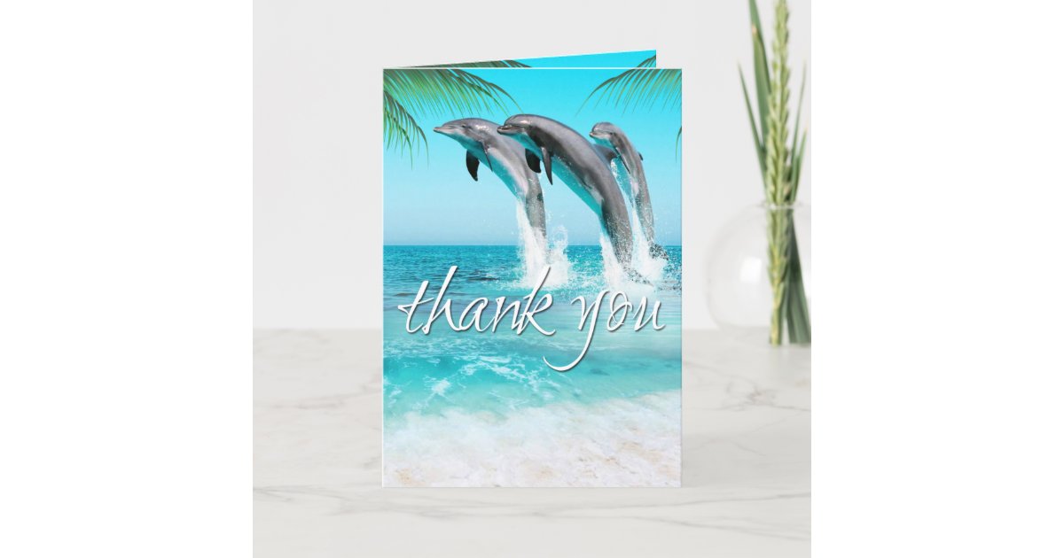 PLAYFUL DOLPHINS TROPICAL OCEAN Thank You | Zazzle