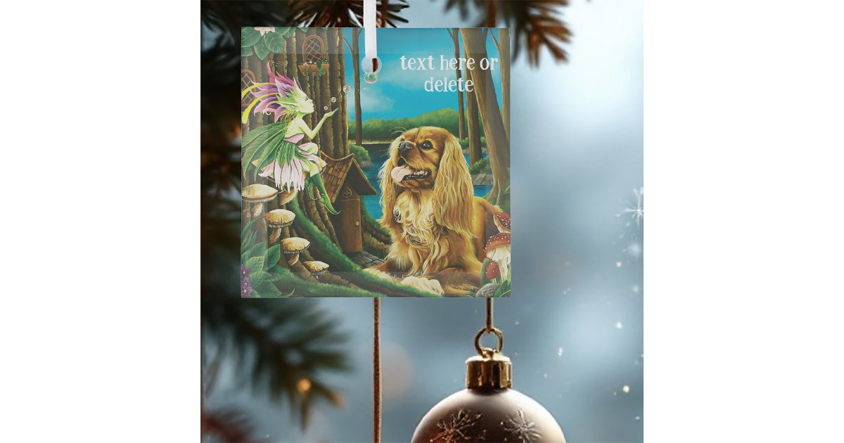 Playful Fantasy Cavalier Spaniel Fairy Sprite Glass Ornament | Zazzle
