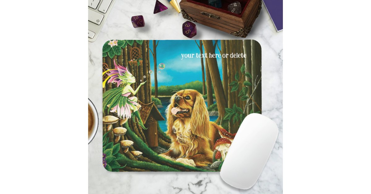 Playful Fantasy Cavalier Spaniel Fairy Sprite Mouse Pad | Zazzle