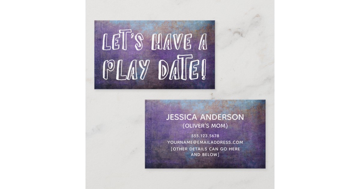 Playful Font, Purple Blue Mommy Play Date Card | Zazzle