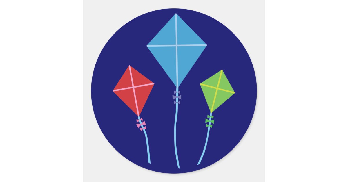 Playful Kites Classic Round Sticker | Zazzle