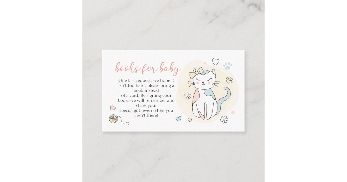 Playful kitten Book Request for Baby Enclosure Card | Zazzle