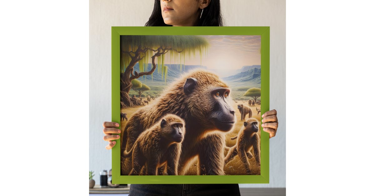 Playful Monkeys Dance in Meadow Poster | Zazzle
