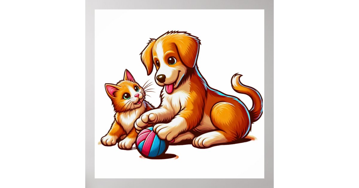 Playful Pals Poster | Zazzle