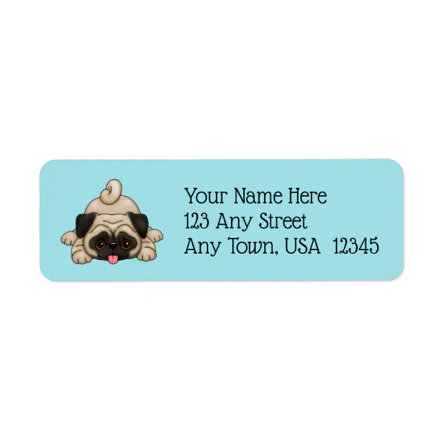 Playful Pug Puppy Return Address Labels | Zazzle
