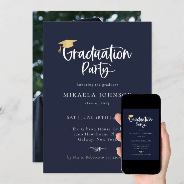 Playful Script Graduation Party Photo Invitation | Zazzle