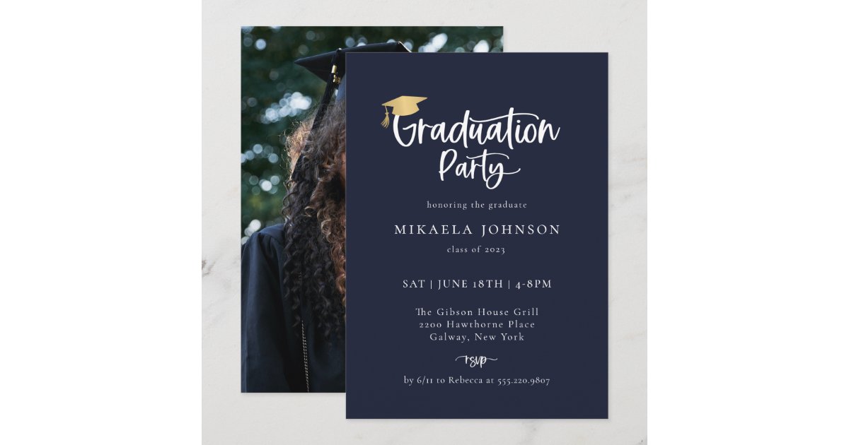 Playful Script Graduation Party Photo Invitation | Zazzle