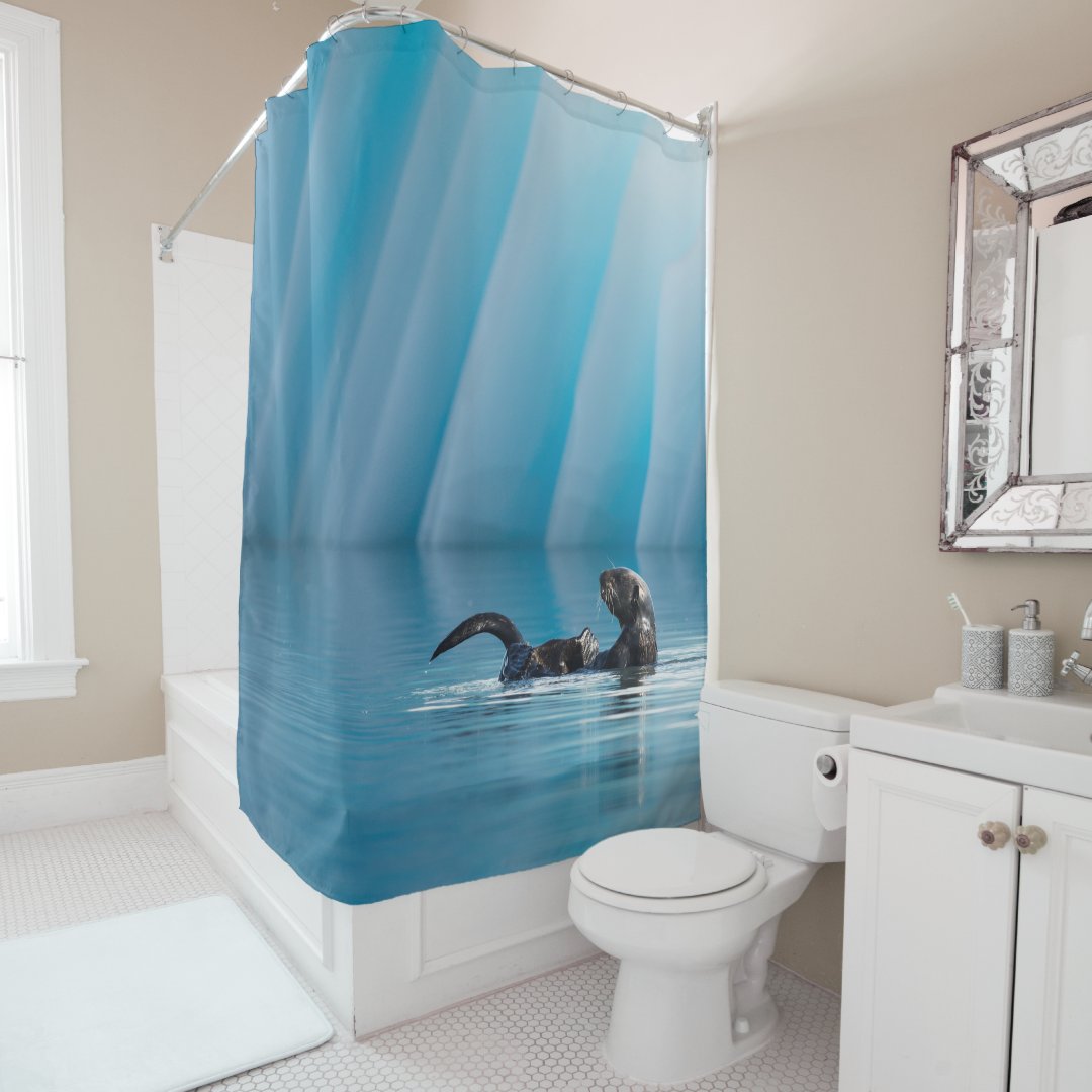 Playful Sea Otter Shower Curtain Zazzle