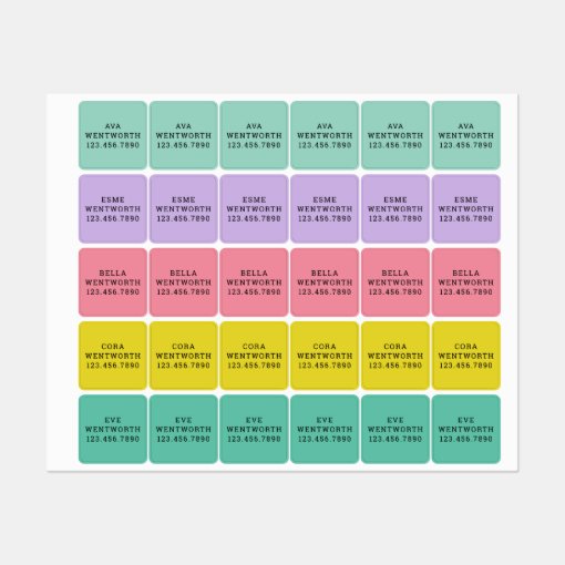 Playful Small Square Waterproof Adhesive Kids' Labels | Zazzle