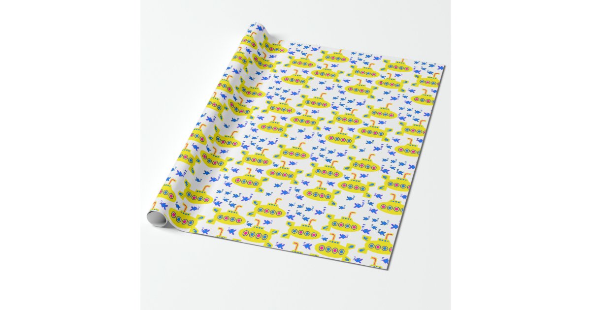 Playful Yellow Submarines Wrapping Paper | Zazzle
