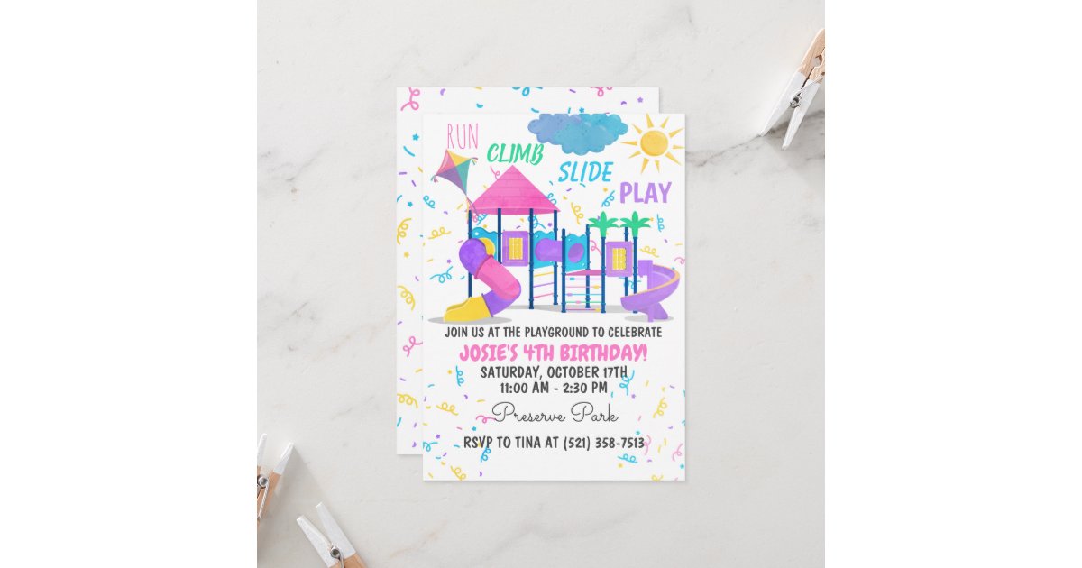 Playground Pink Invitation | Zazzle