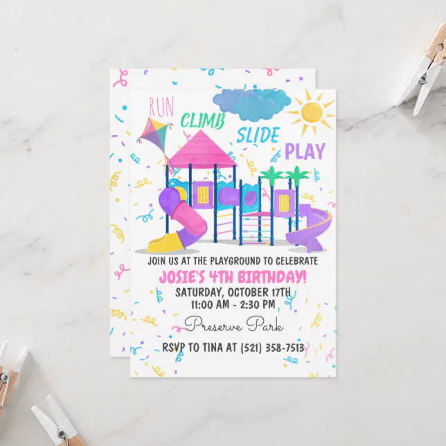 Playground Pink Invitation | Zazzle