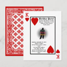 Playing Card King Photo Birthday Party Invitation | Zazzle