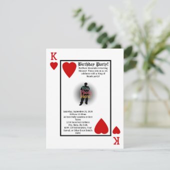 Playing Card King Photo Birthday Party Invitation | Zazzle