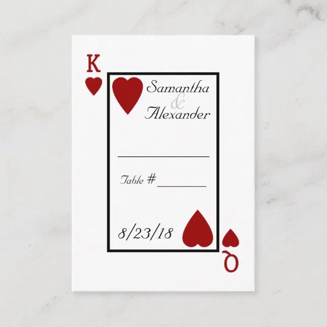 Playing Card King/Queen Table Place Cards | Zazzle