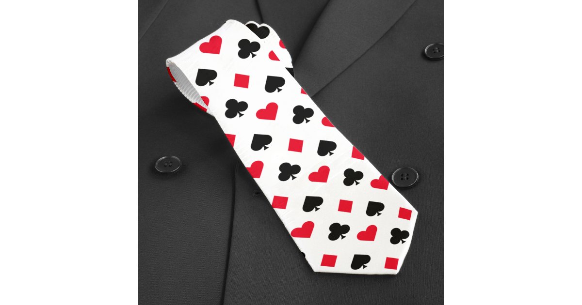 Playing Card Suit Pattern White Neck Tie | Zazzle