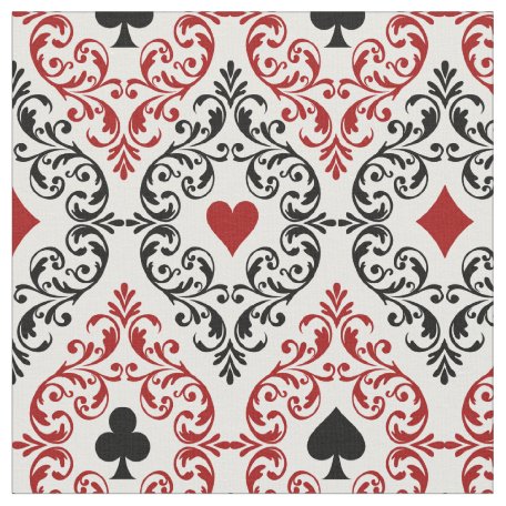 Playing Card Suits Pink and Black Fabric | Zazzle