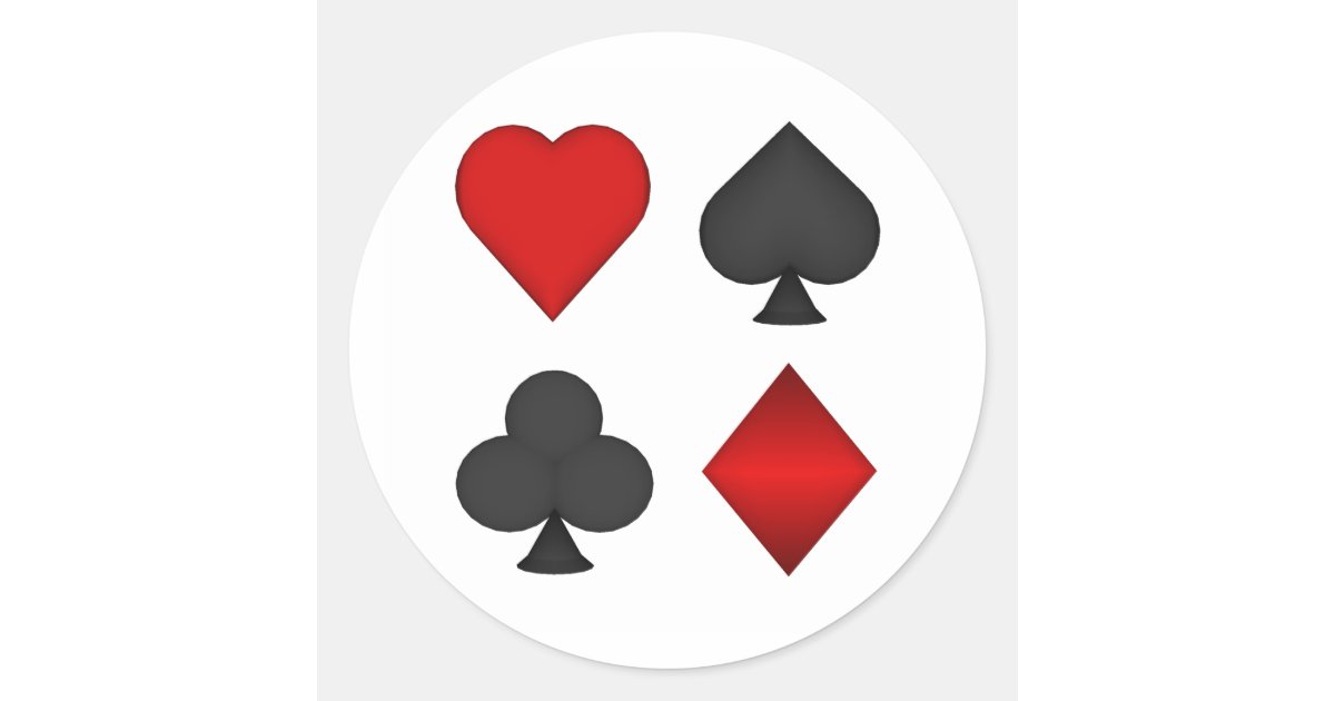 Playing Card Suits: Classic Round Sticker | Zazzle