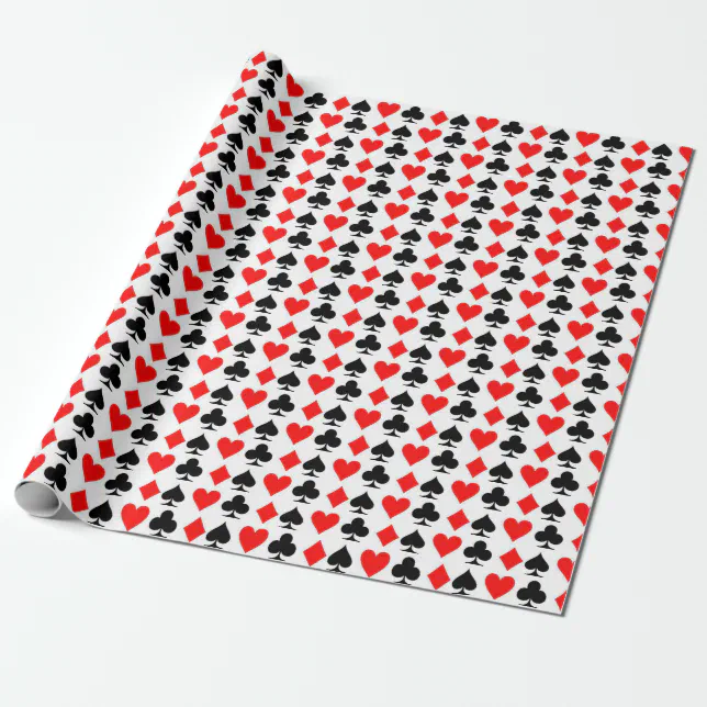Playing Card Suits Hearts Diamonds Spades Clubs Wrapping Paper | Zazzle