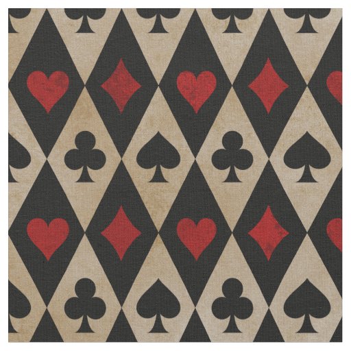 Playing Card Suits on Black and Tan Fabric | Zazzle