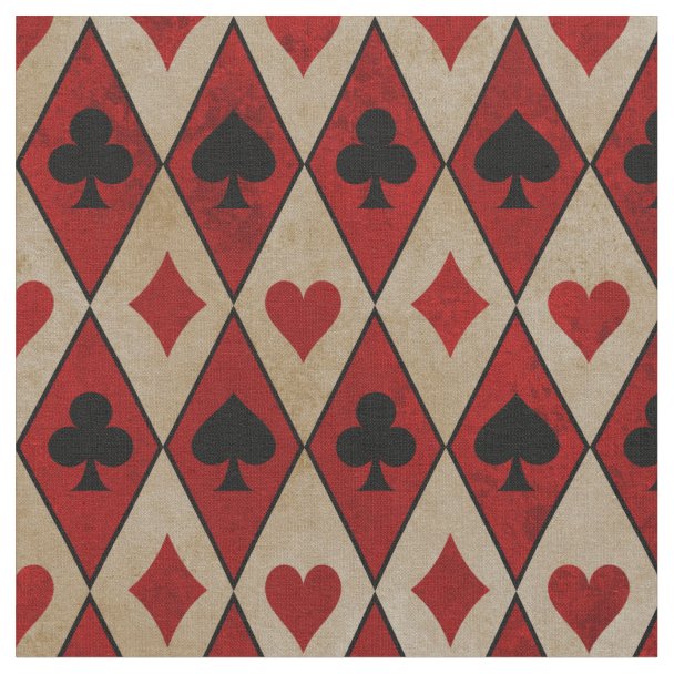 Black and Red Playing Card Shapes Fabric | Zazzle