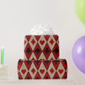 Playing Card Suits on Red and Tan Wrapping Paper | Zazzle