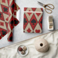 Playing Card Suits on Red and Tan Wrapping Paper | Zazzle