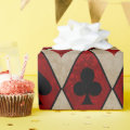 Playing Card Suits on Red and Tan Wrapping Paper | Zazzle
