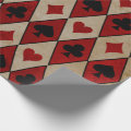 Playing Card Suits on Red and Tan Wrapping Paper | Zazzle
