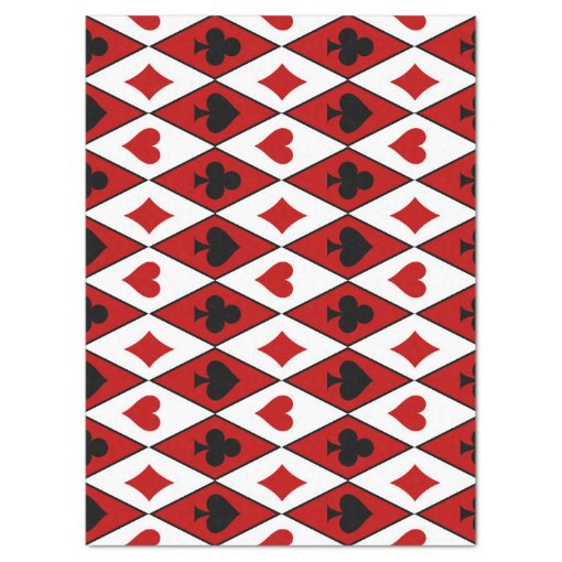 Playing Card Suits on Red and White Decoupage Tissue Paper | Zazzle