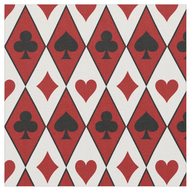 Black and Red Playing Card Shapes Fabric | Zazzle.com