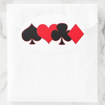 Playing Card Suits Oval Sticker | Zazzle