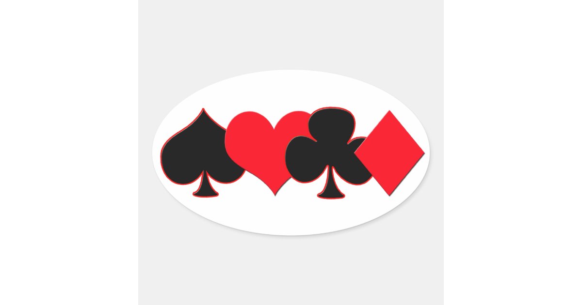 Playing Card Suits Oval Sticker | Zazzle
