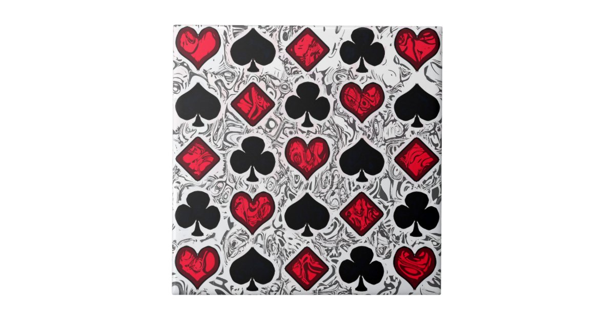 PLAYING CARD SUITS Tile | Zazzle
