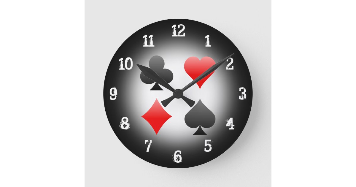 Playing Card Suits: Wall Clock | Zazzle