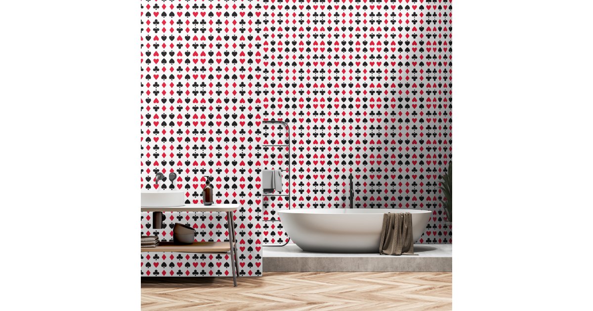 Playing card symbol heart club spade ace pattern wallpaper | Zazzle