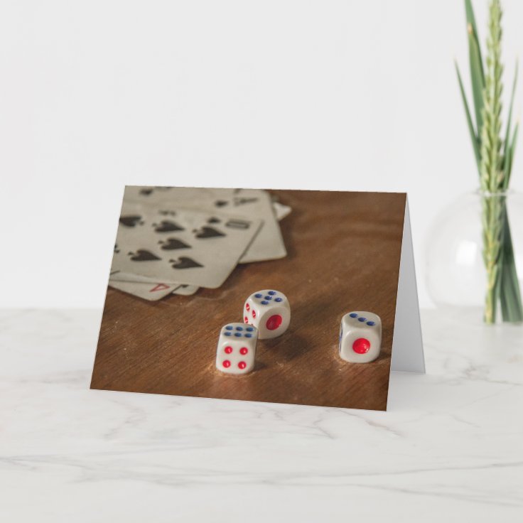 Playing Cards and Dice Greeting Card | Zazzle