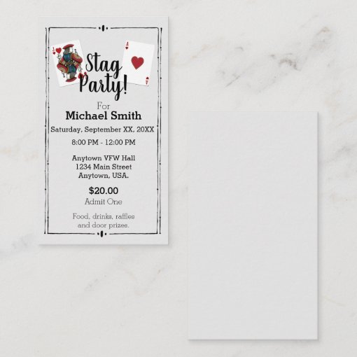 Playing Cards Stag Party Ticket | Zazzle