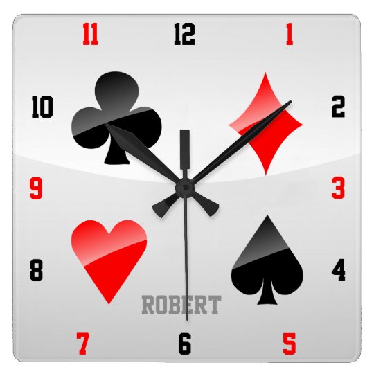 Playing Cards Suits Square Wall Clock | Zazzle.com