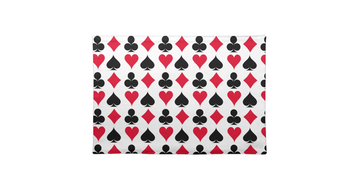 Playing cards symbols pattern cloth placemat | Zazzle