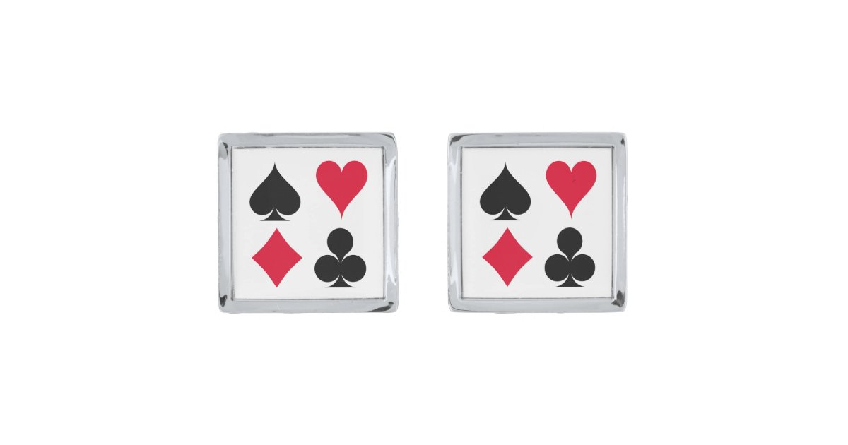 Playing cards symbols pattern cufflinks | Zazzle