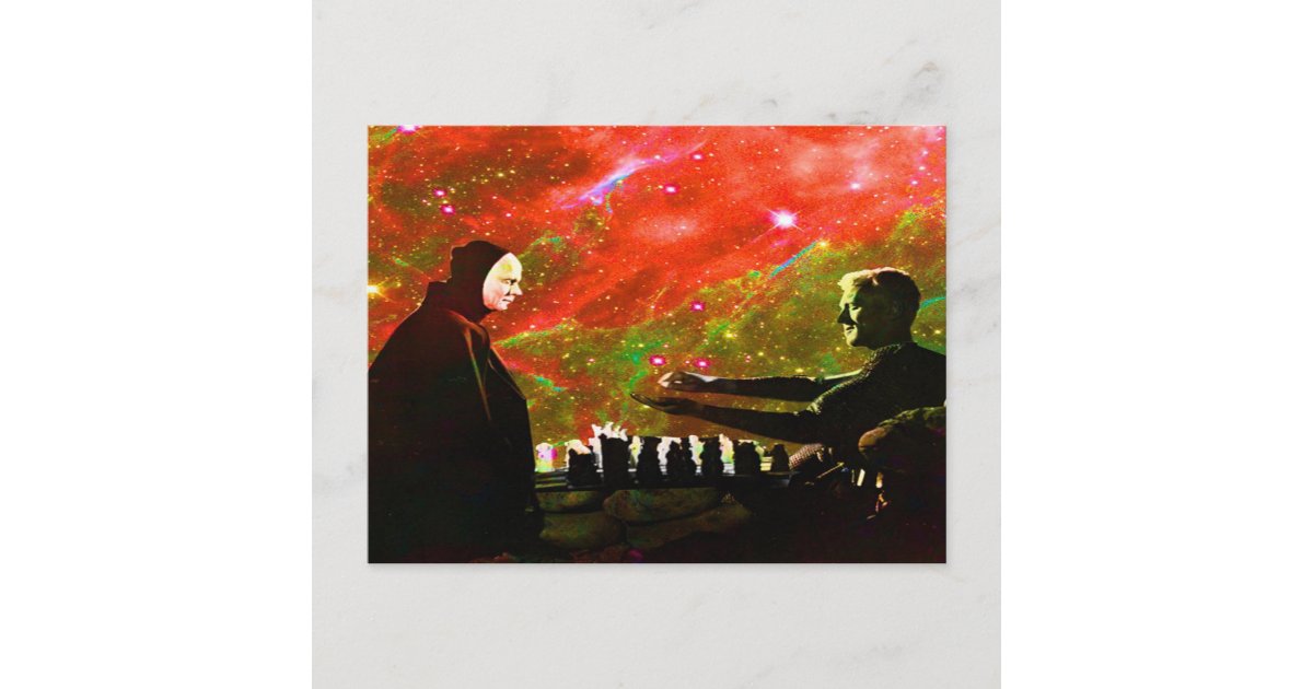 Playing Chess with Death Postcard | Zazzle