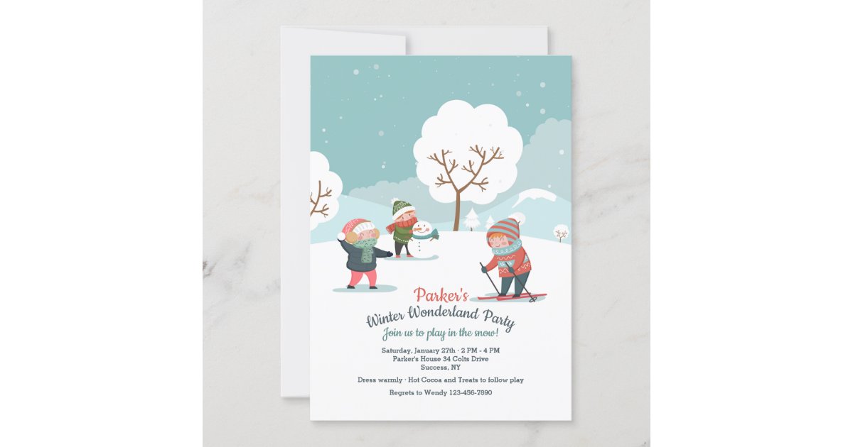 Playing In The Snow Birthday Invitation | Zazzle