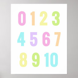 Playroom Numbers Pastel Rainbow Poster | Zazzle