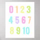Playroom Numbers Pastel Rainbow Poster | Zazzle