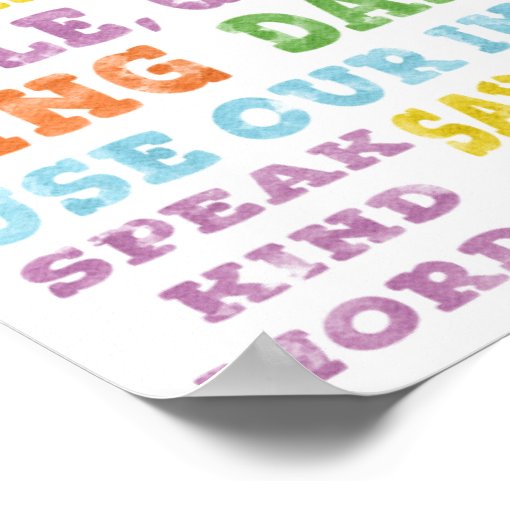 Playroom Rules Poster Rainbow Watercolor | Zazzle